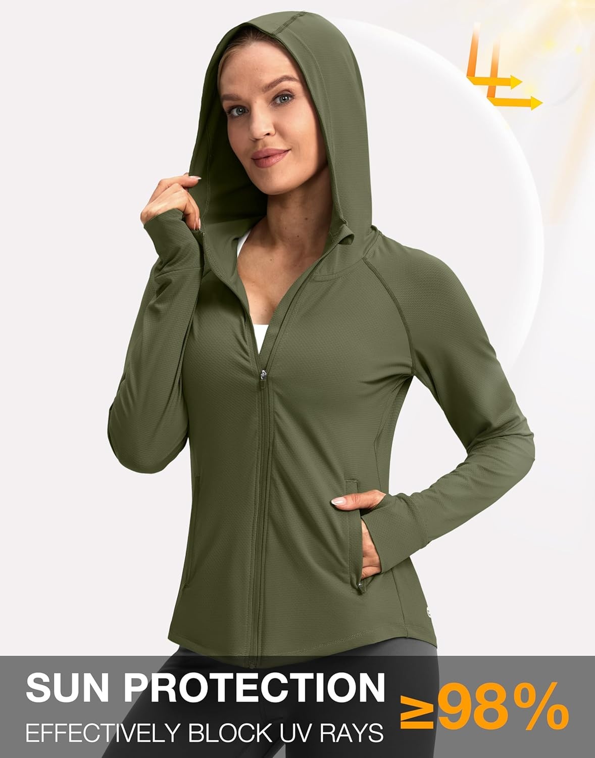 G Gradual Women’s UPF 50+ Sun Protection Hoodie Jacket Lightweight Zip ...